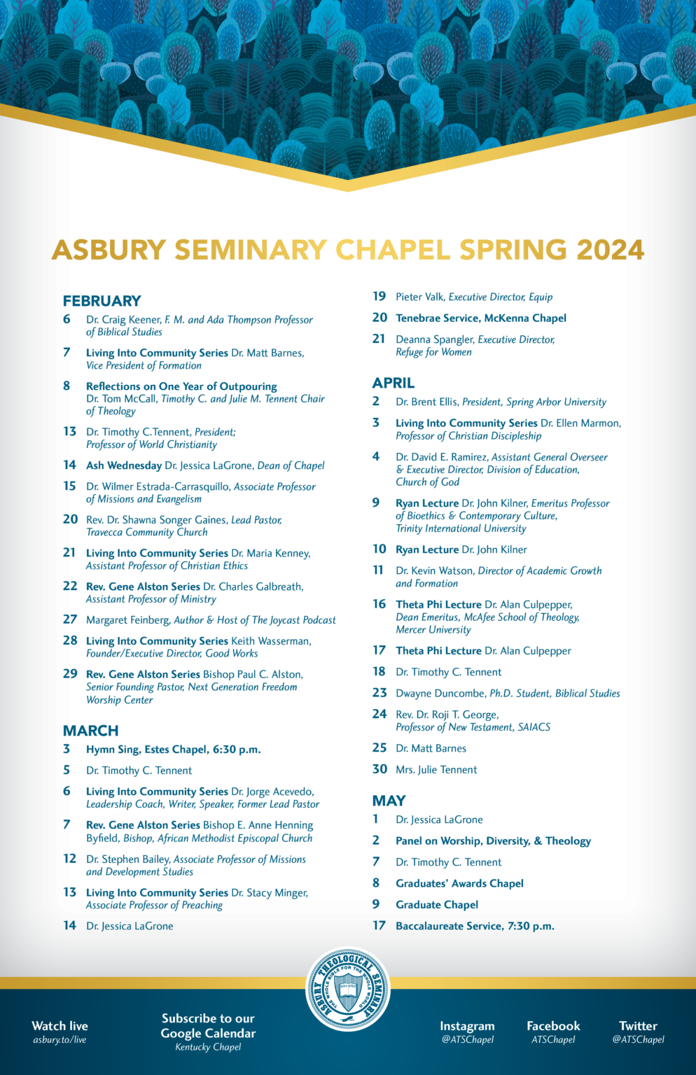 Kentucky Chapel Schedule - Asbury Theological Seminary - Asbury ...
